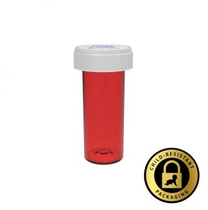 Red Reversible Cap Vials 16 Dram - 230 Vials/Case - Child Proof Bottles