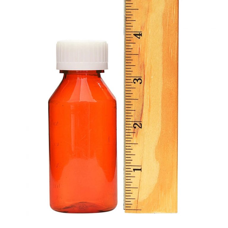 Amber Graduated Oval RX Bottles with CR Caps 2 oz - 200 Bottles/Case